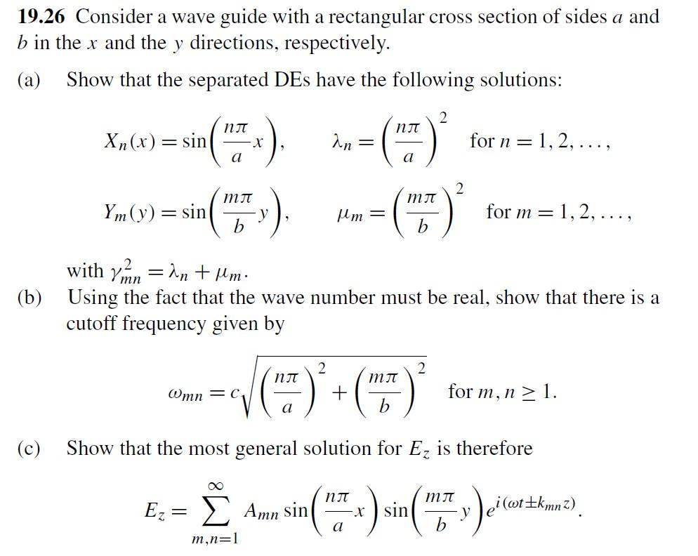 Solved 19 26 Consider A Wave Guide With A Rectangular Cross