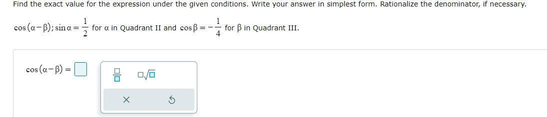 Solved Find the exact value for the expression under the | Chegg.com