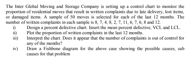 Solved The Inter Global Moving and Storage Company is | Chegg.com