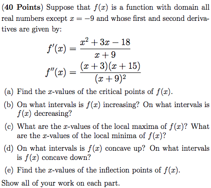 Solved (40 Points) Suppose that f(x) is a function with | Chegg.com