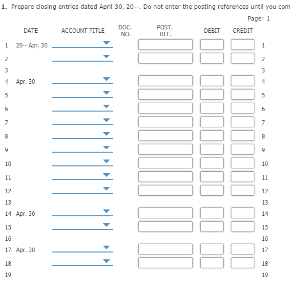 Solved Closing Entries (Net Income) Use the following | Chegg.com