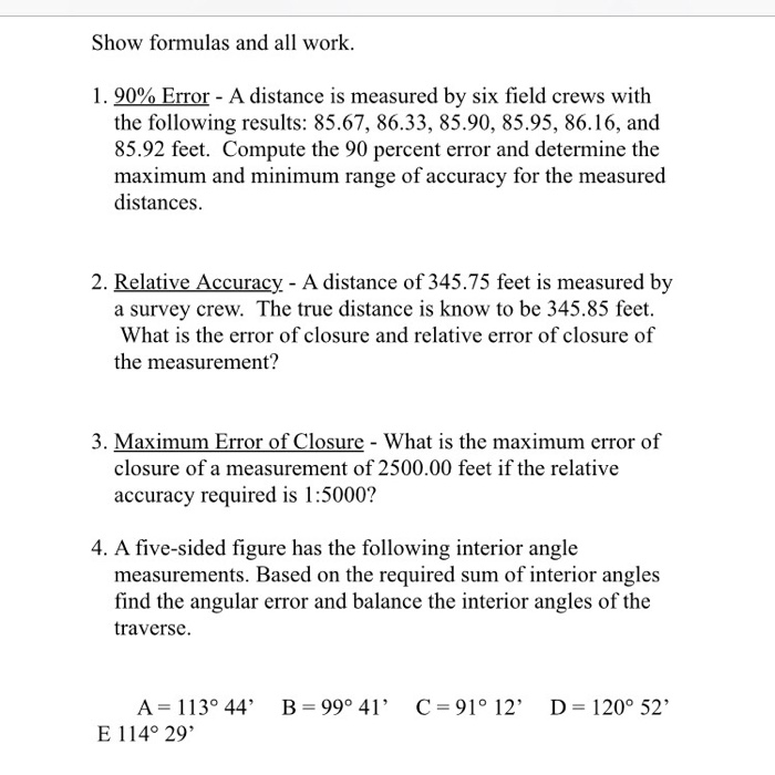 Solved Show formulas and all work 1-90% Error-A distance is | Chegg.com