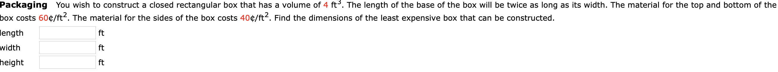 Solved Packaging You wish to construct a closed rectangular | Chegg.com