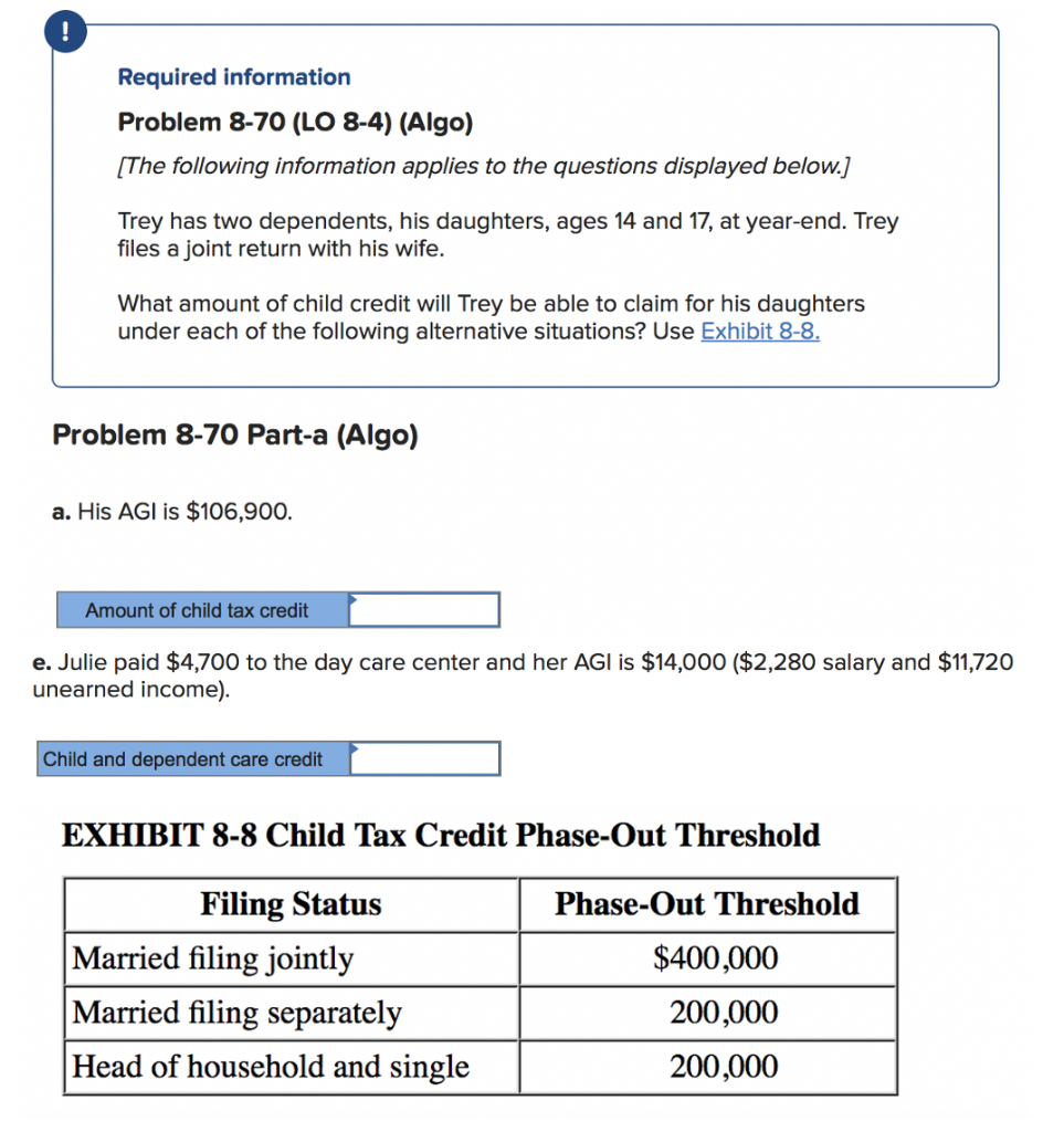 Solved Required information Problem 8-70 (LO 8-4) (Algo) | Chegg.com