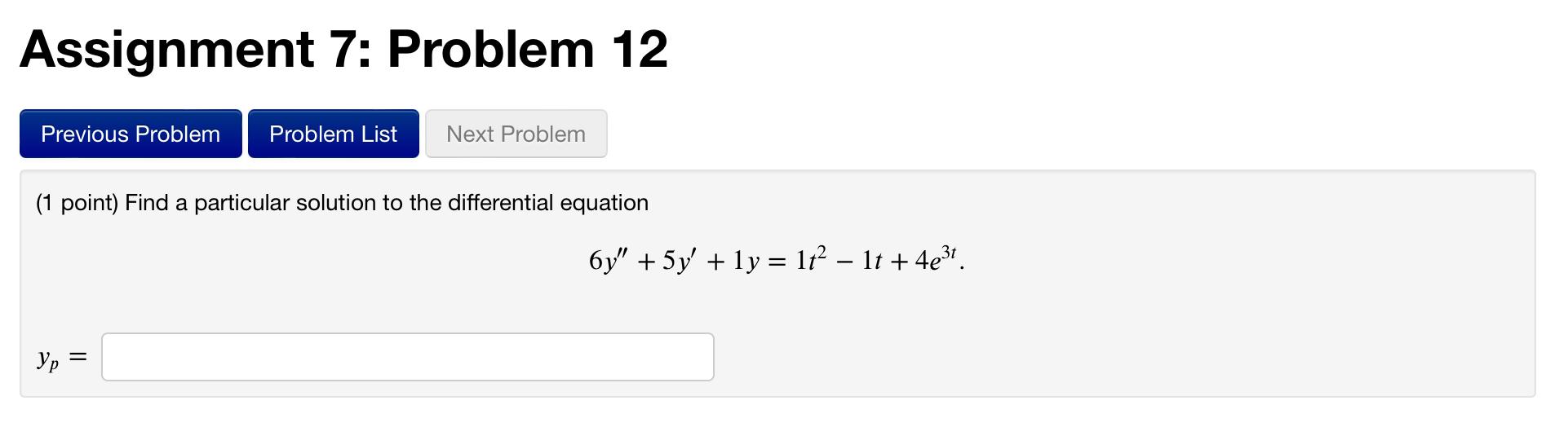 Solved Assignment 7: Problem 12 Previous Problem Problem | Chegg.com