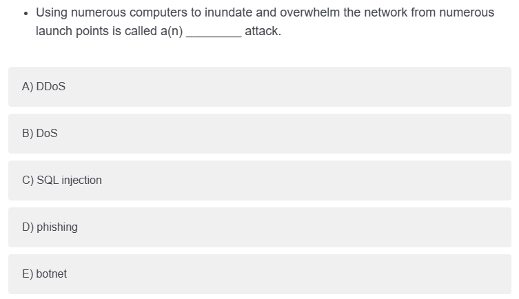 Solved Using numerous computers to inundate and overwhelm | Chegg.com
