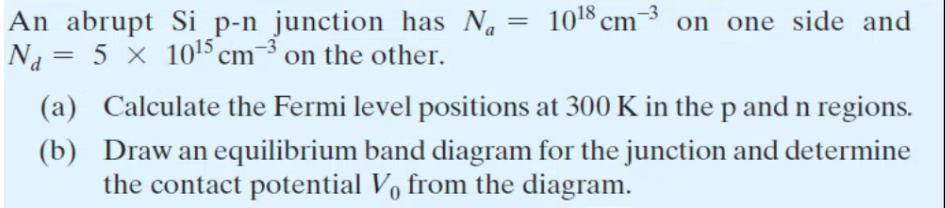 Solved An abrupt Si p-n junction has Na=1018 cm−3 on one | Chegg.com
