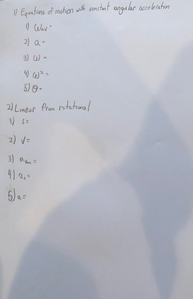Solved 1) Equations of motion with constant angular | Chegg.com