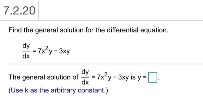 Solved 7.2.20 Find the general solution for the differential | Chegg.com