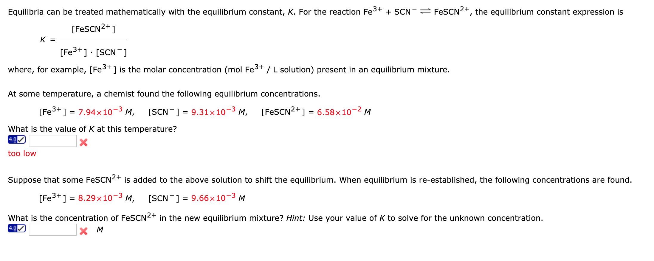 Solved Equilibria can be treated mathematically with the | Chegg.com