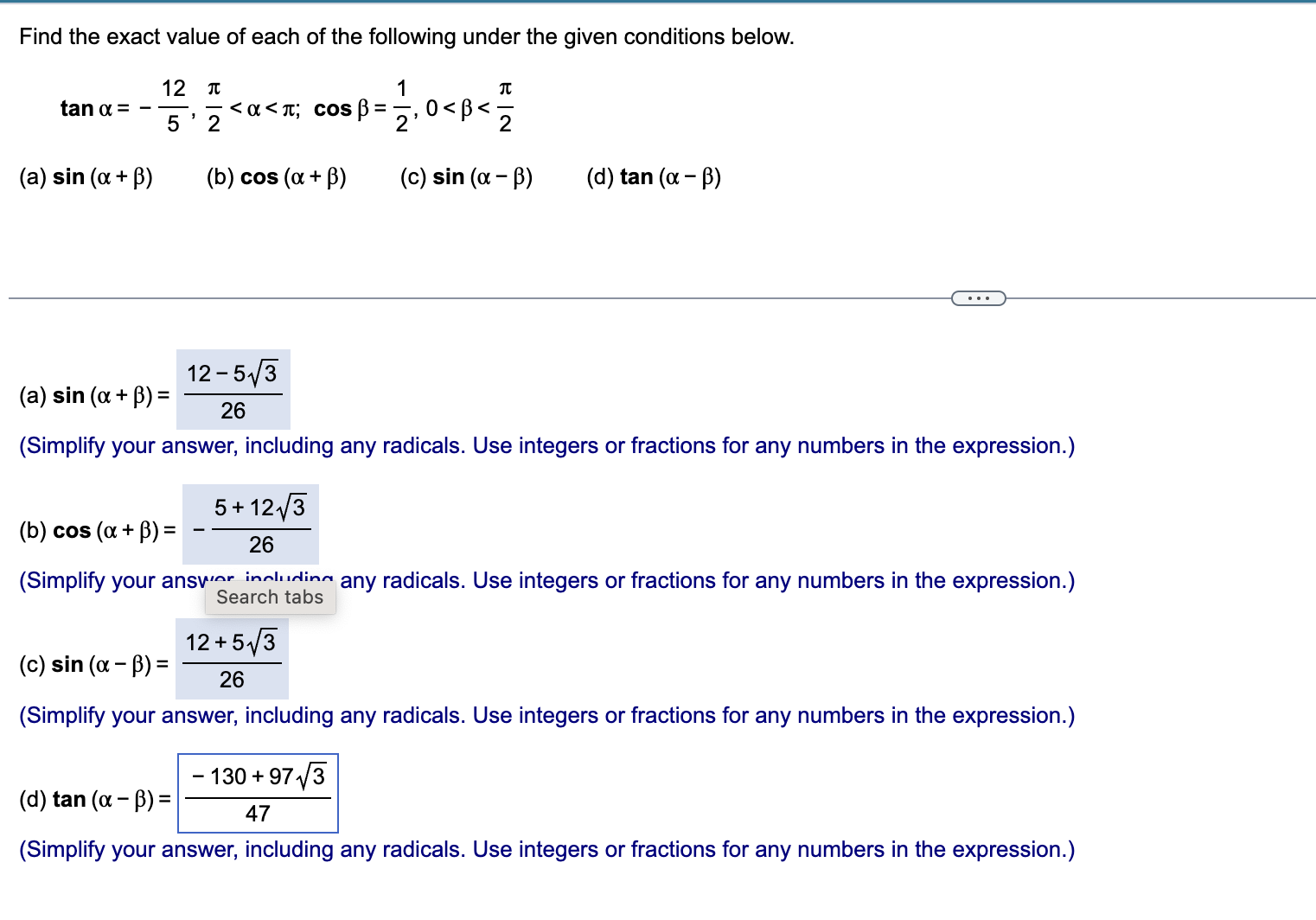 Solved Find the exact value of each of the following under | Chegg.com