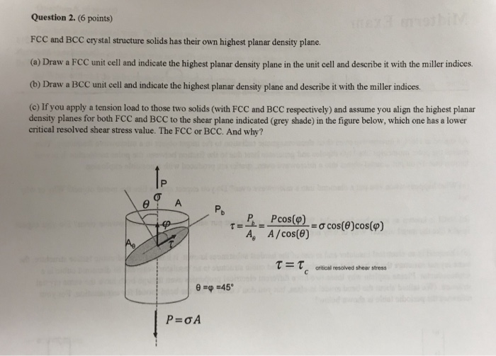 Solved Question 2. (6 points) FCC and BCC crystal structure | Chegg.com