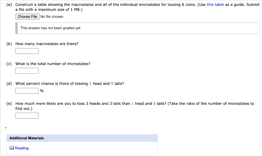 Solved (a) Construct a table showing the macrostates and all | Chegg.com
