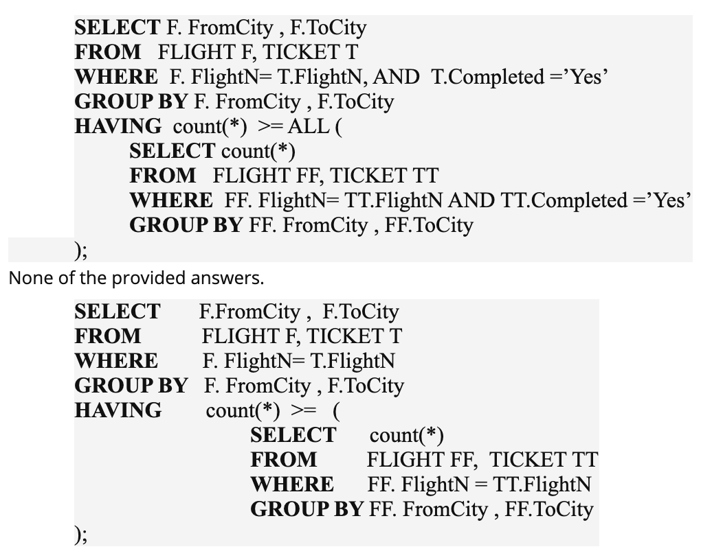 Solved Given the following relational database schema: 0 | Chegg.com