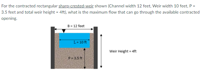 Solved For the contracted rectangular sharp-crested-weir | Chegg.com