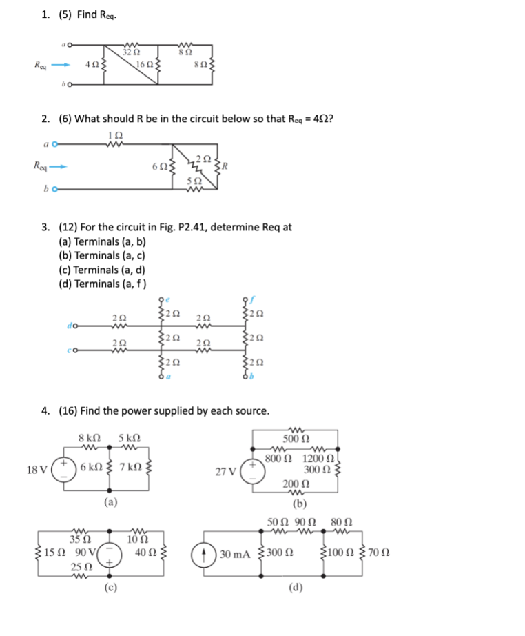 Solved 1. ﻿Find Req. 2.What should R ﻿be in the circuit | Chegg.com