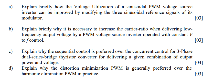 Solved a) ﻿Explain briefly how the Voltage Utilization of a | Chegg.com