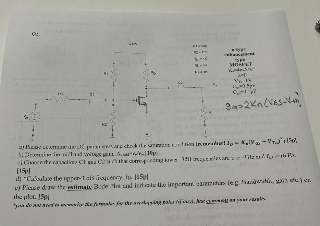 Solved a) Please determine the DC parameters and check the | Chegg.com