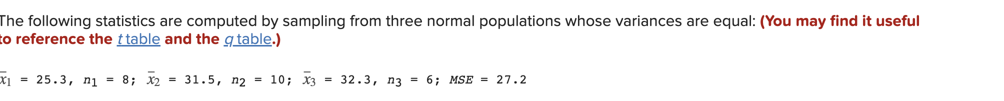 Solved The following statistics are computed by sampling | Chegg.com