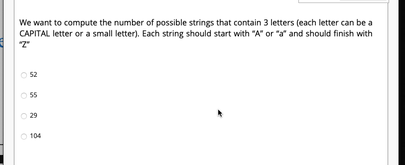 Solved We want to compute the number of possible strings | Chegg.com