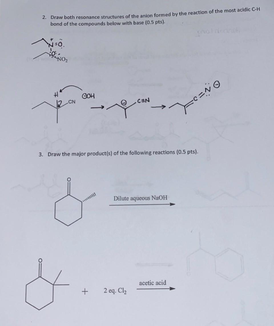 Solved 2. Draw both resonance structures of the anion formed | Chegg.com