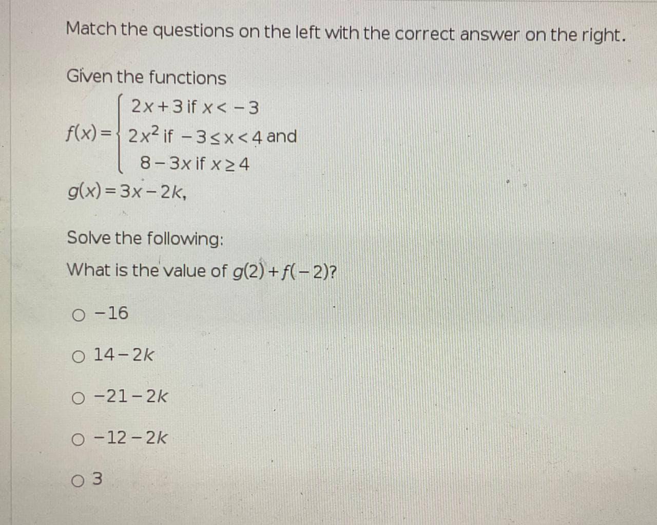 Solved Match the questions on the left with the correct | Chegg.com