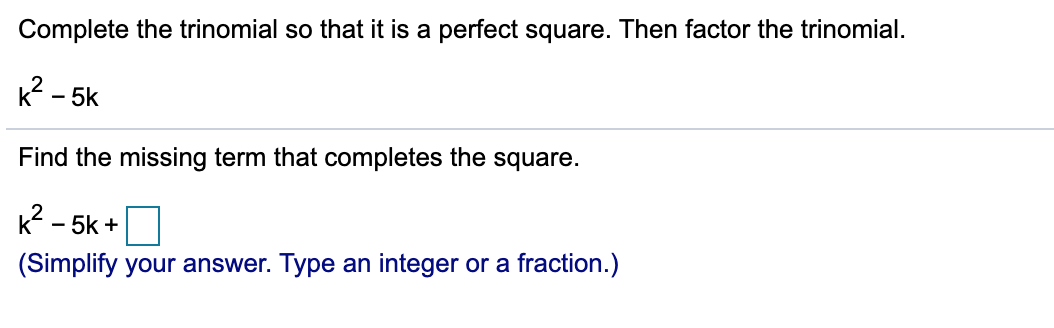 Solved Complete the trinomial so that it is a perfect | Chegg.com