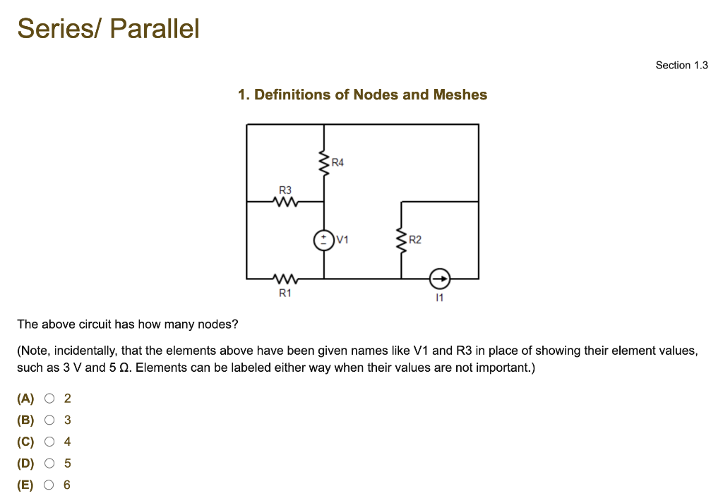 Solved Series/ Parallel Section 1.3 1. Definitions of Nodes | Chegg.com
