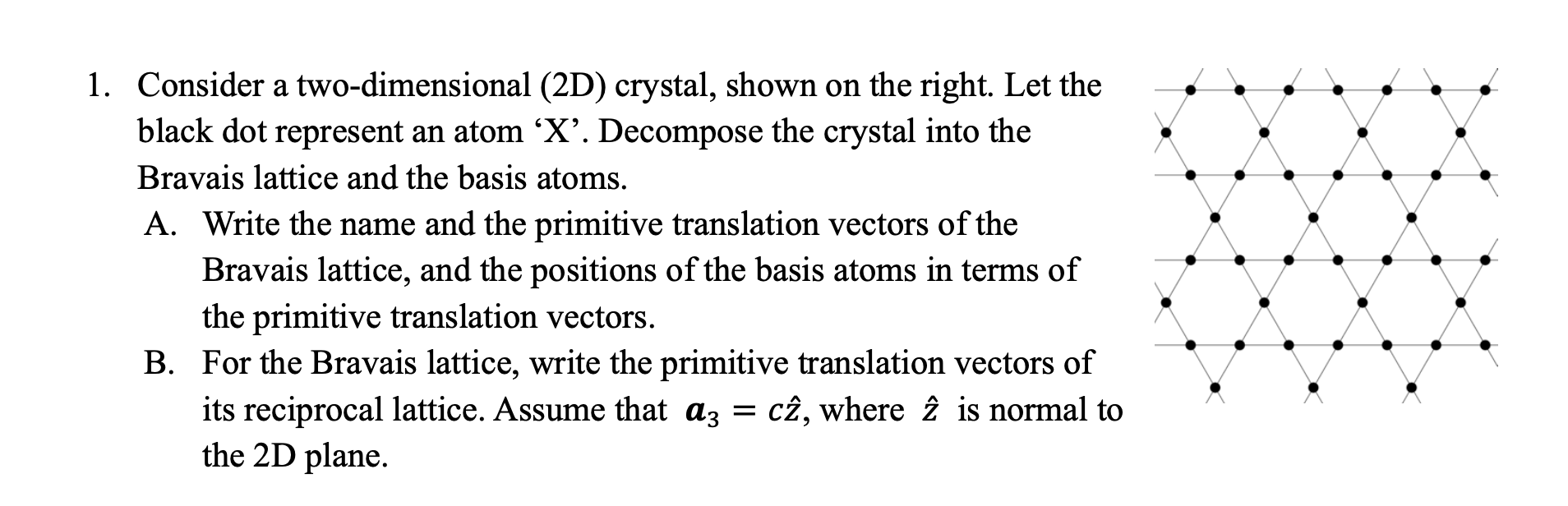 Solved 1. ﻿Consider a two-dimensional (2D) ﻿crystal, shown | Chegg.com