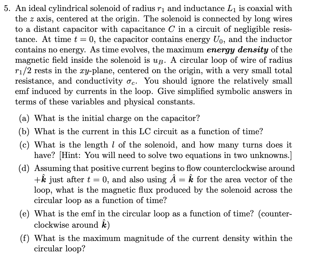 Solved An ideal cylindrical solenoid of radius r1 and | Chegg.com