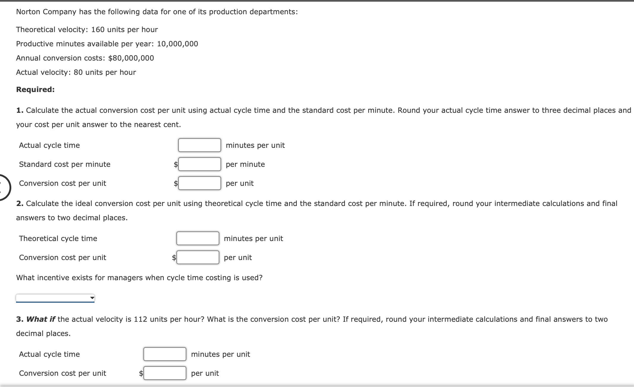 Solved Norton Company has the following data for one of its | Chegg.com