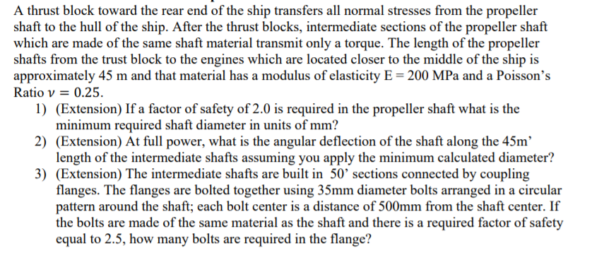 A thrust block toward the rear end of the ship | Chegg.com