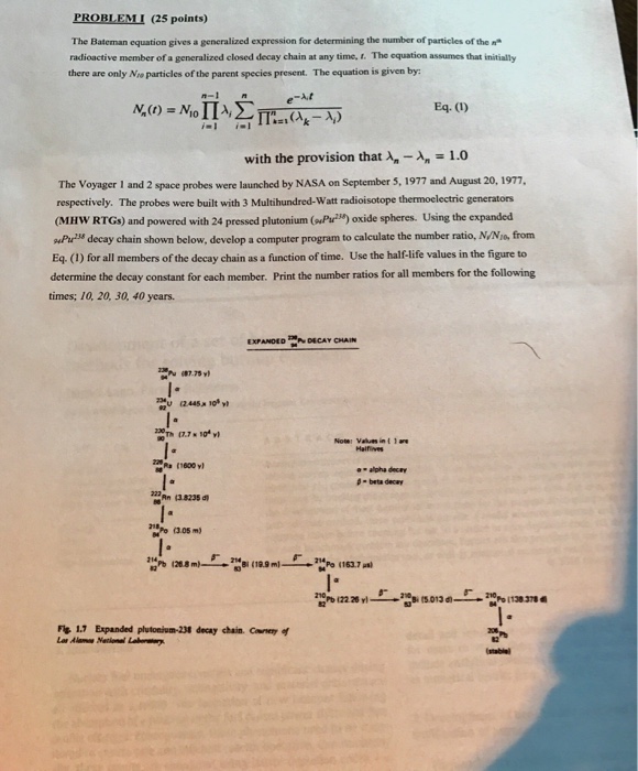 The Bateman equation gives a centralized expression | Chegg.com