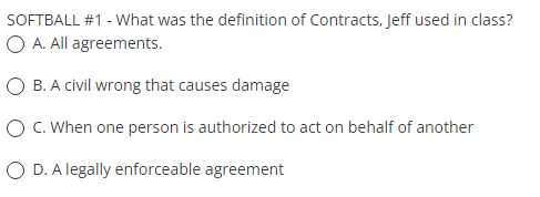 Solved OFTBALL \#1 - What was the definition of Contracts, | Chegg.com