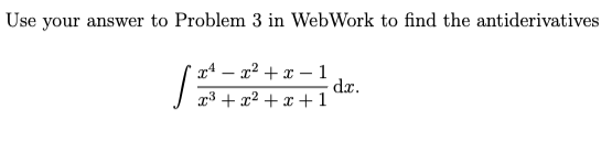 Solved Use your answer to Problem 3 in WebWork to find the | Chegg.com