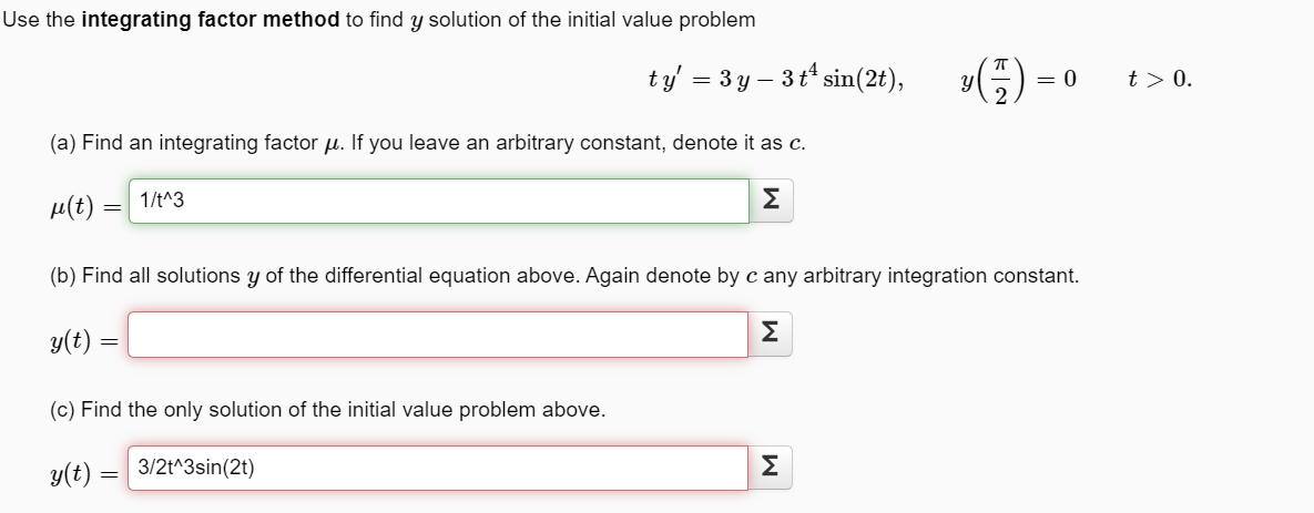 Solved Use the integrating factor method to find y solution | Chegg.com