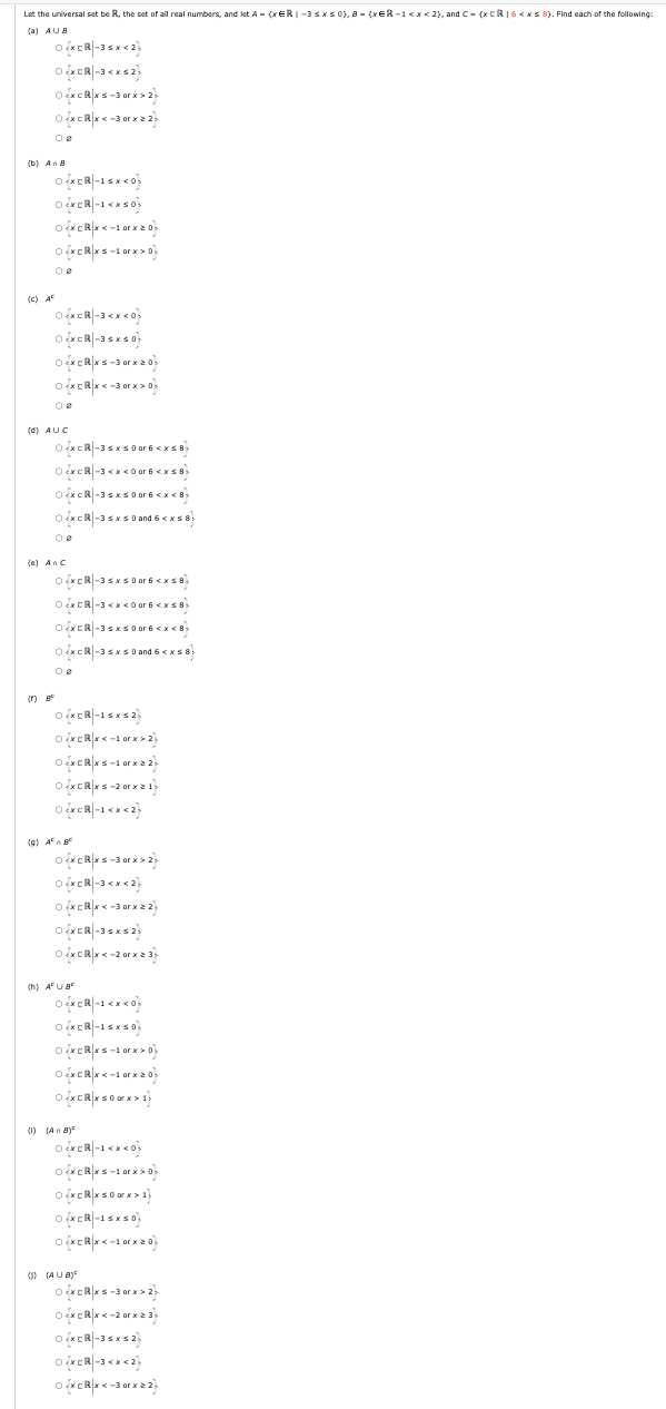 Solved Let the universal set be ℝ, the set of all real | Chegg.com