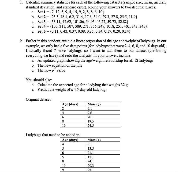 Solved 1. Calculate summary statistics for each of the | Chegg.com