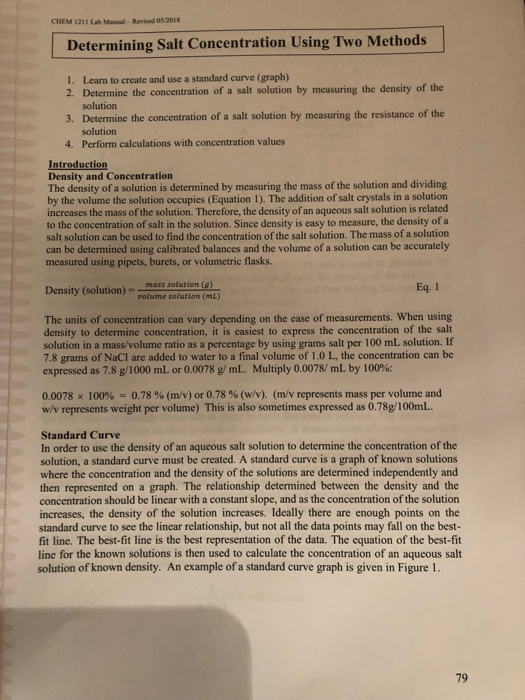 CHEM 1211 Lab Mamal- Revisod 03/2018 Determining Salt | Chegg.com