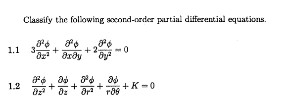 Solved Classify the following second-order partial | Chegg.com