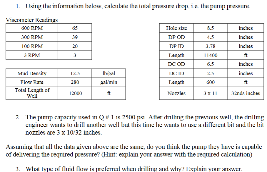 Solved 1. Using the information below, calculate the total | Chegg.com