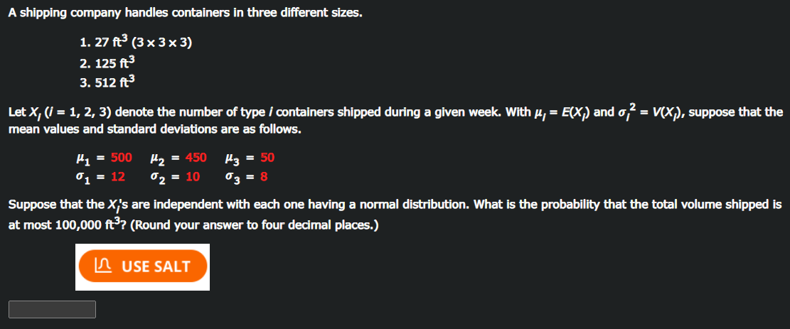 Solved A shipping company handles containers in three | Chegg.com