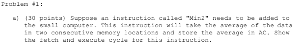 Solved a) (30 points) Suppose an instruction called "Min2" | Chegg.com