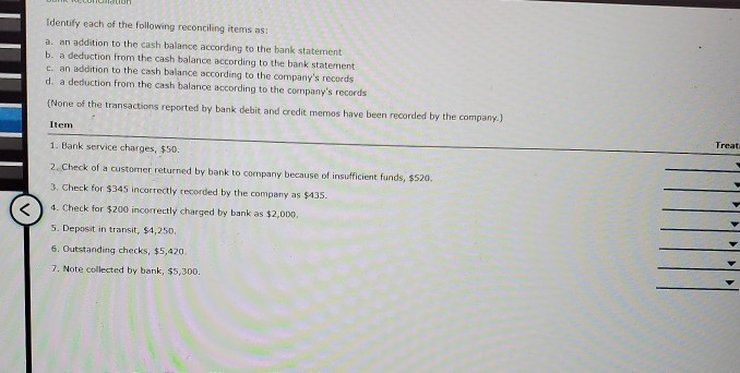 Solved Identify each of the following reconciling items as: | Chegg.com