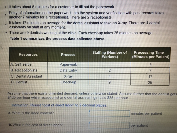 Solved . It takes about 5 minutes for a customer to fill out | Chegg.com