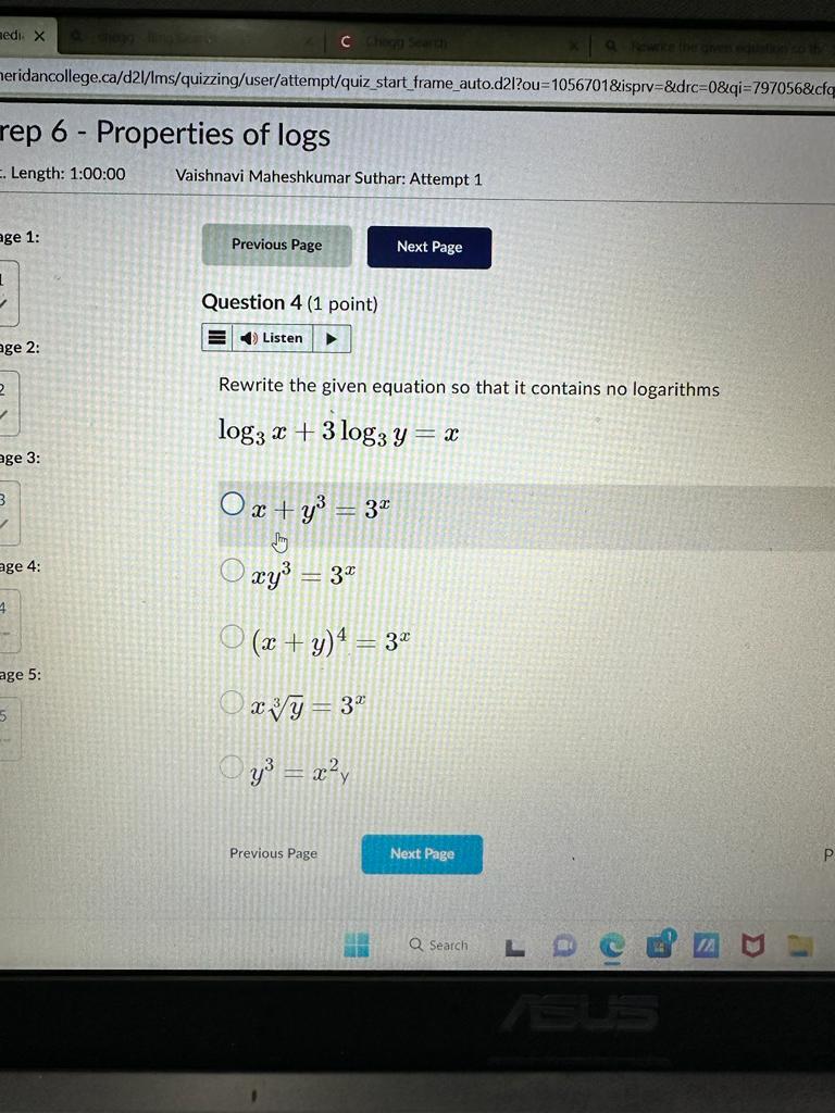 Solved Question 4 (1 point) Rewrite the given equation so | Chegg.com