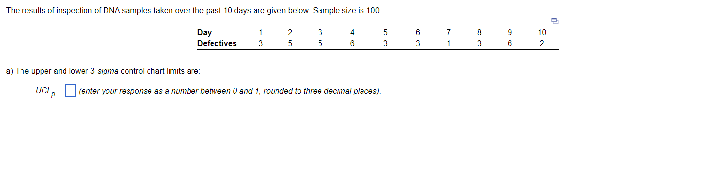 Solved a) The upper and lower 3-sigma control chart limits | Chegg.com