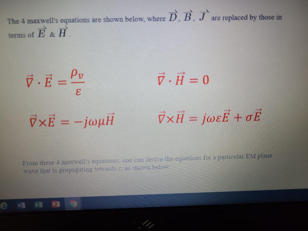 Solved The 4 maxwell's equations are shown below, where D, | Chegg.com