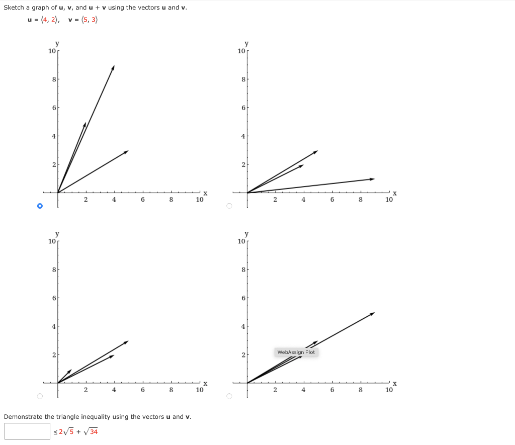 Solved Sketch a graph of u,v, and u+v using the vectors u | Chegg.com