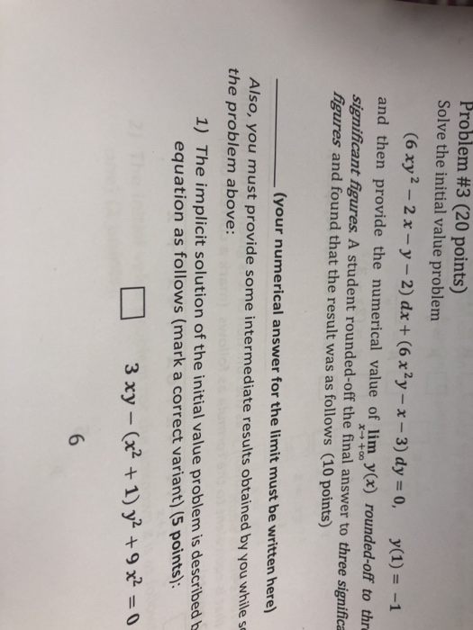Solved Problem #3 (20 points) Solve the initial value | Chegg.com